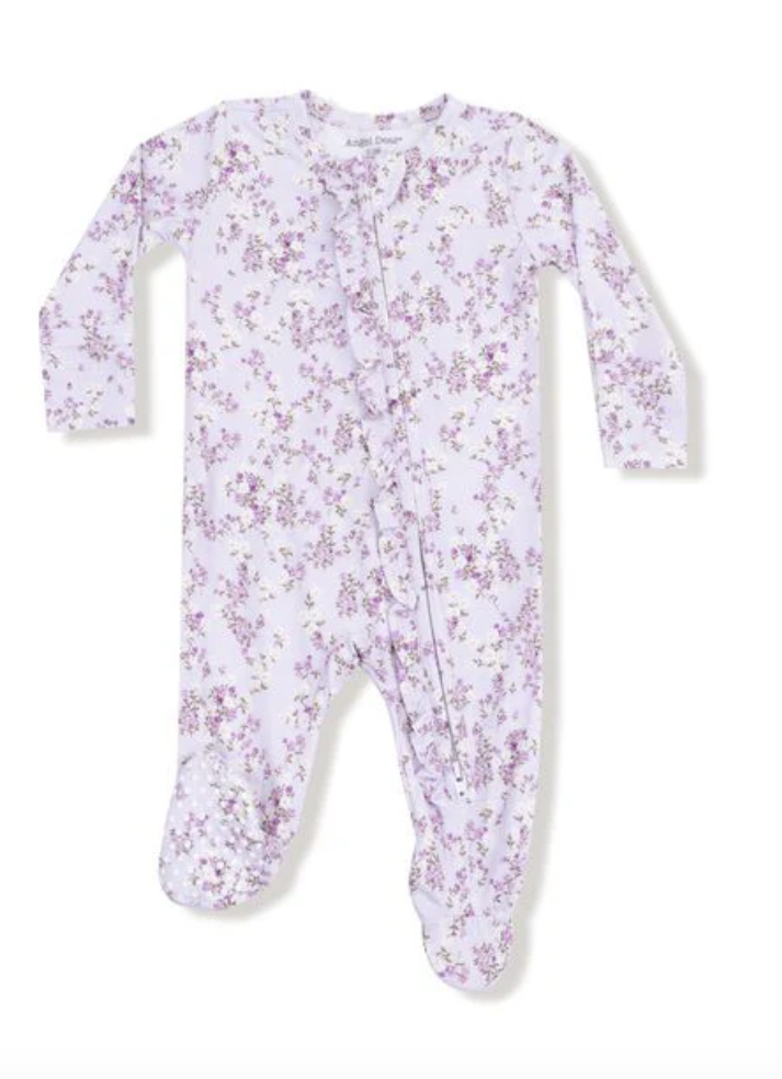 Sweet Dreams Floral 2 Way Ruffle Zipper Footie – Sweet Pea Children