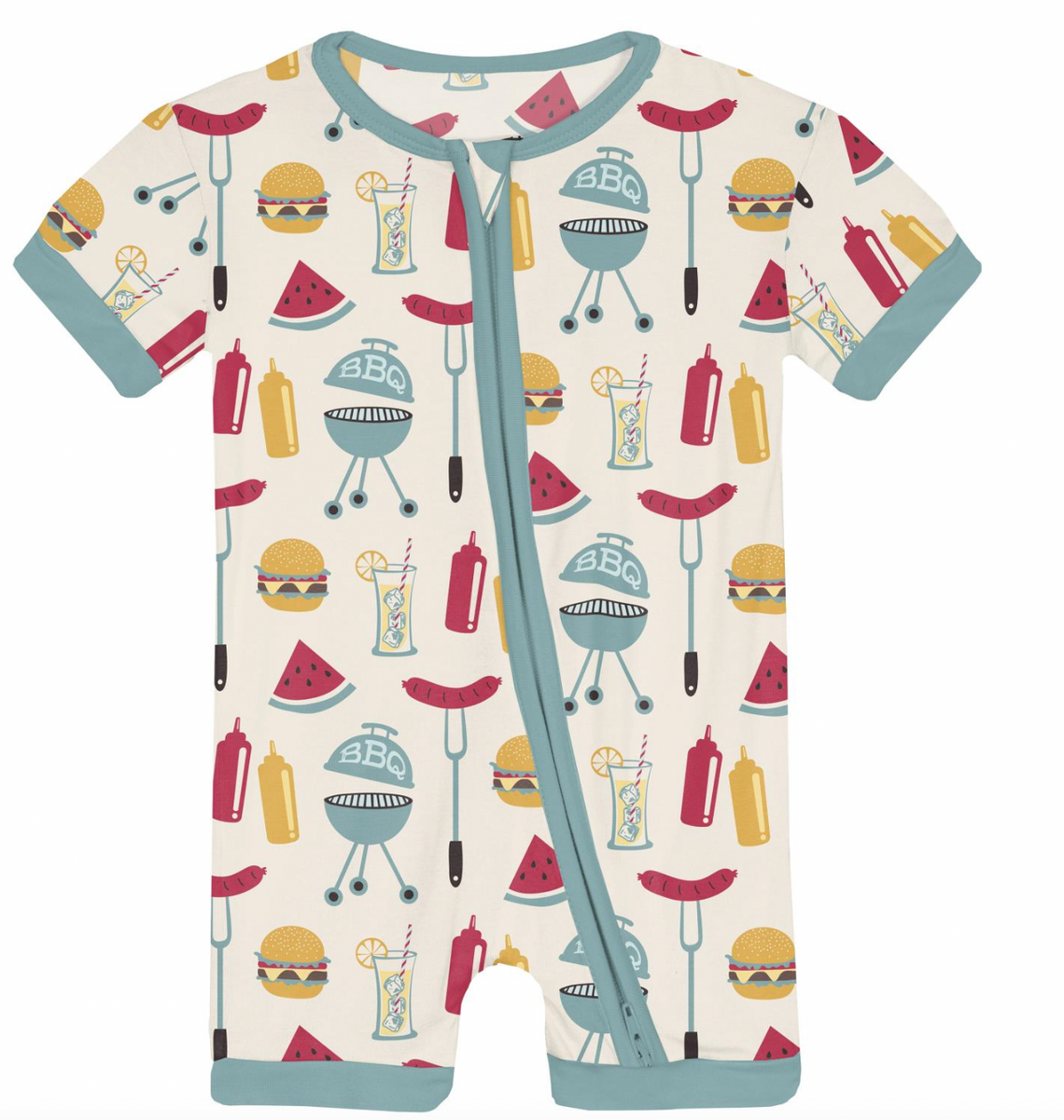 Natural BBQ Shorty Sleeper with Zipper – Sweet Pea Children